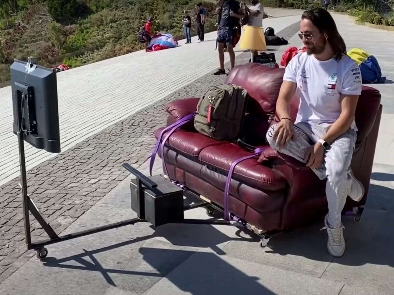 The Flying Couch potato takes his Couch & TV Paragliding! – Kickass Trips